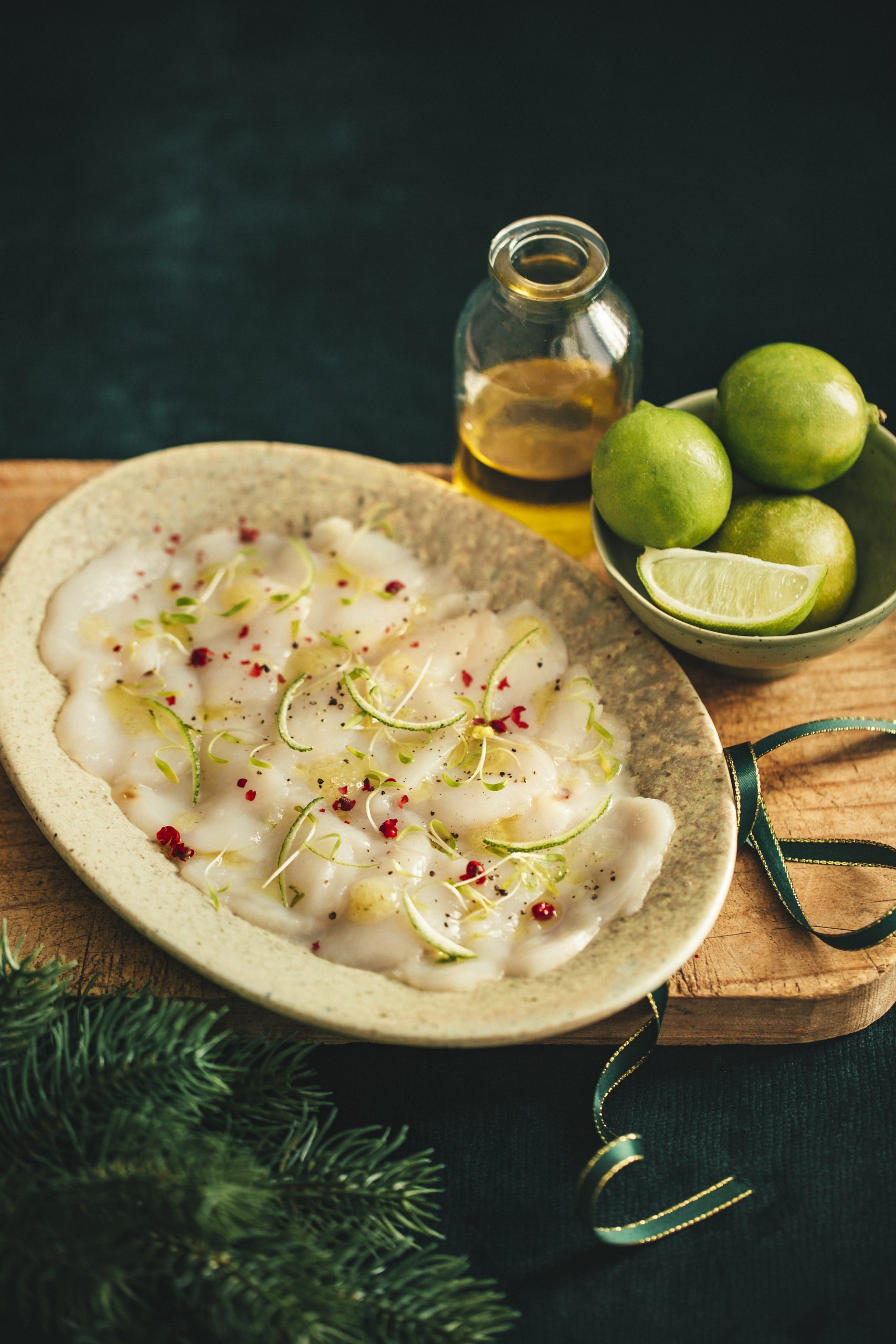 Recette carpaccio de saint jacques, condiment coriandre et citron vert