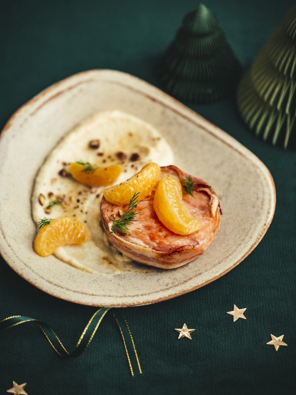 Recette tournedos de saumon, mousseline de céleri rave et clémentines ...