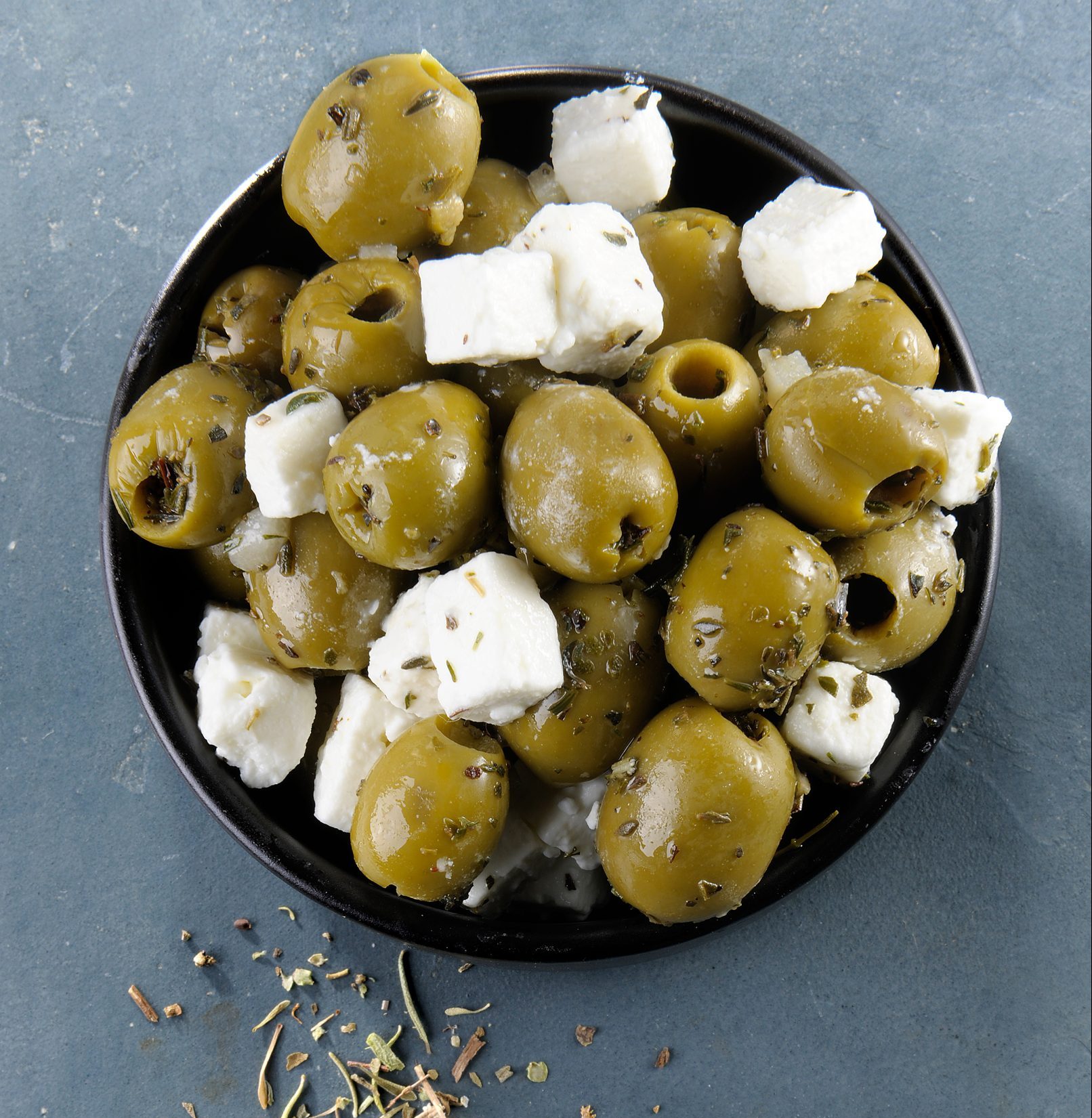 olives vertes à la féta AOP et herbes de provence